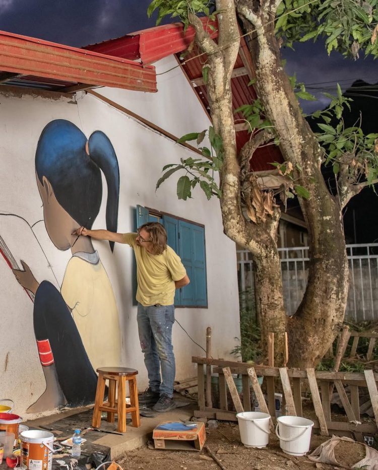 Seth Globepainter Tree of Books mural unveiled in Laos